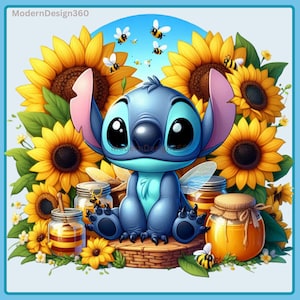 Stitch Sunflowers Watercolor Splash | Clipart Images | Graphics and ...
