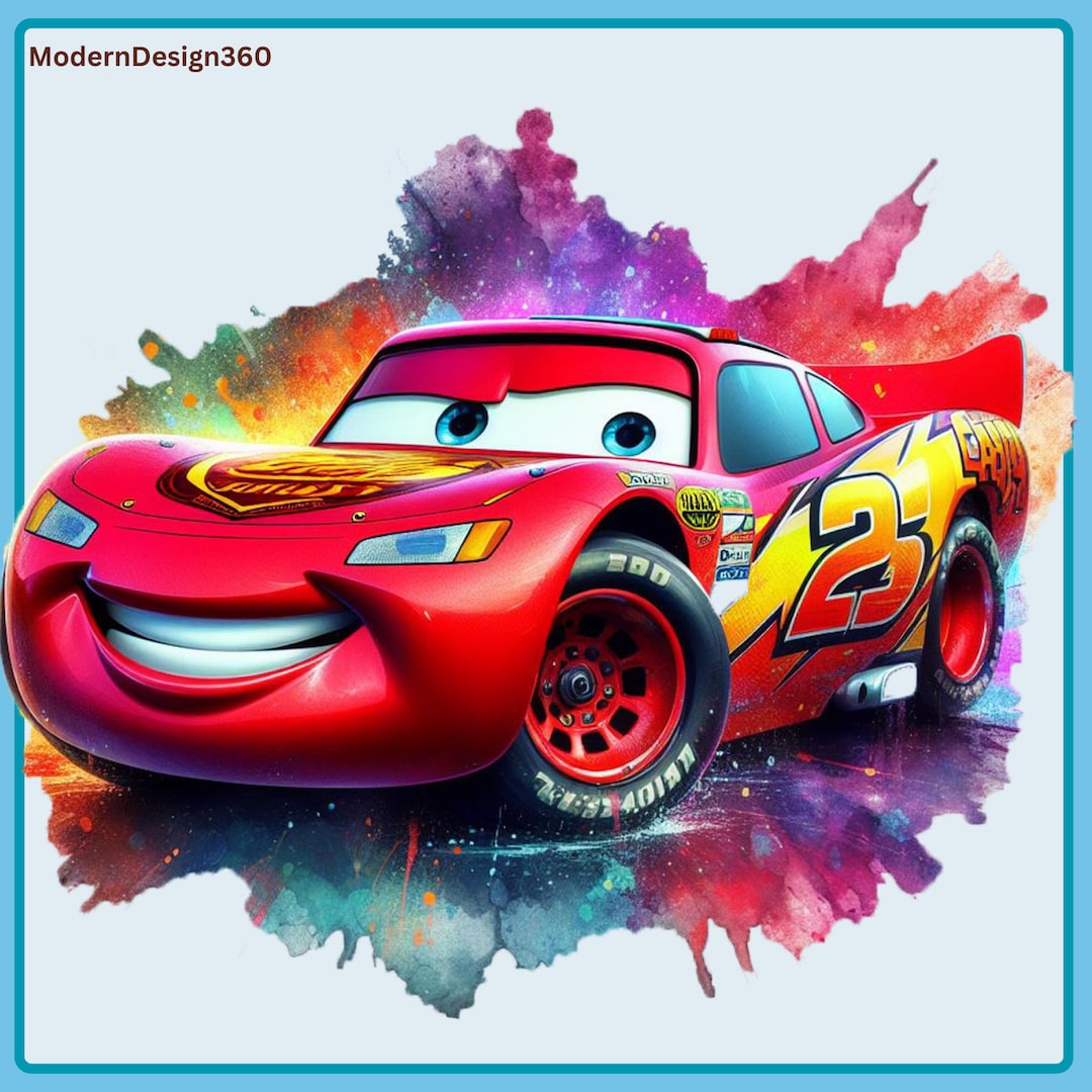 Lightning Mcqueen Cars Splash and Watercolor Digital Design PNG File ...