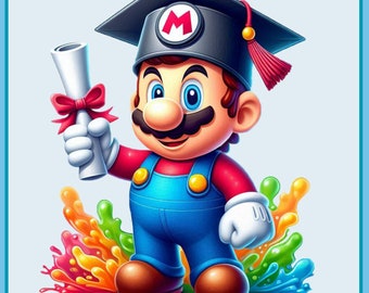 Mario Diploma Graduation Watercolor Splash, Clipart Images, Graphics ...