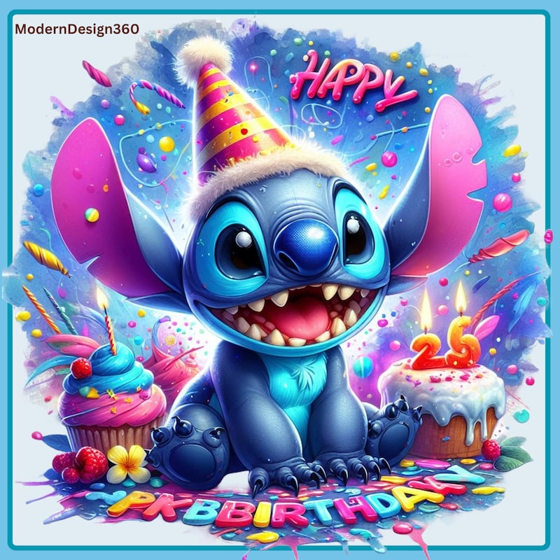 Stitch Happy Birthday Png - Etsy