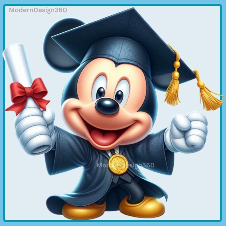 Mickey Mouse Diploma Watercolor Splash, Mickey Mouse Graduation ...