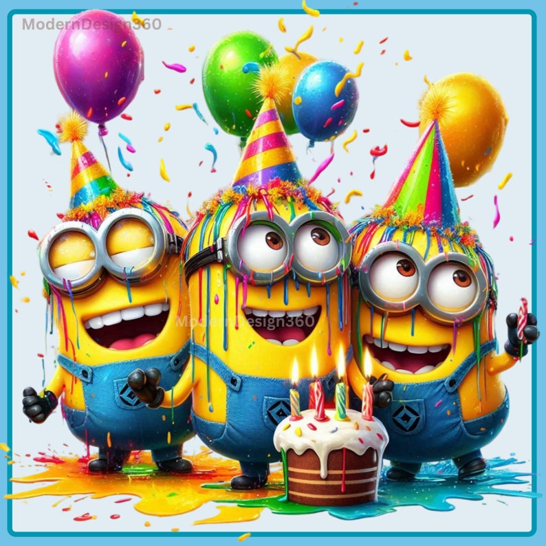 5 Minions Birthday Digital Images Minion PNG Minions Bundle Minions ...