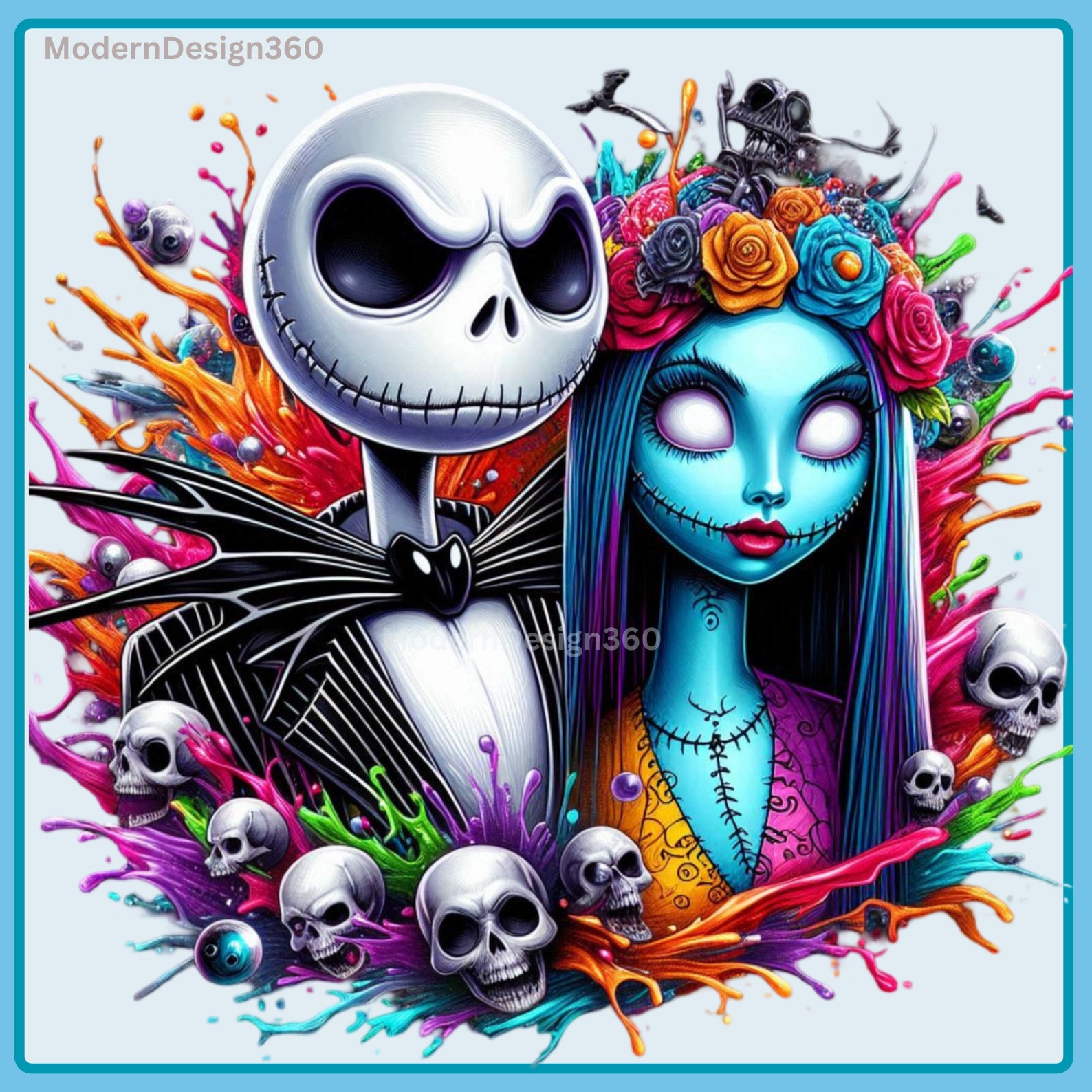 Jack and Sally Watercolor Splash, Clipart Images, Graphics and Artwork ...