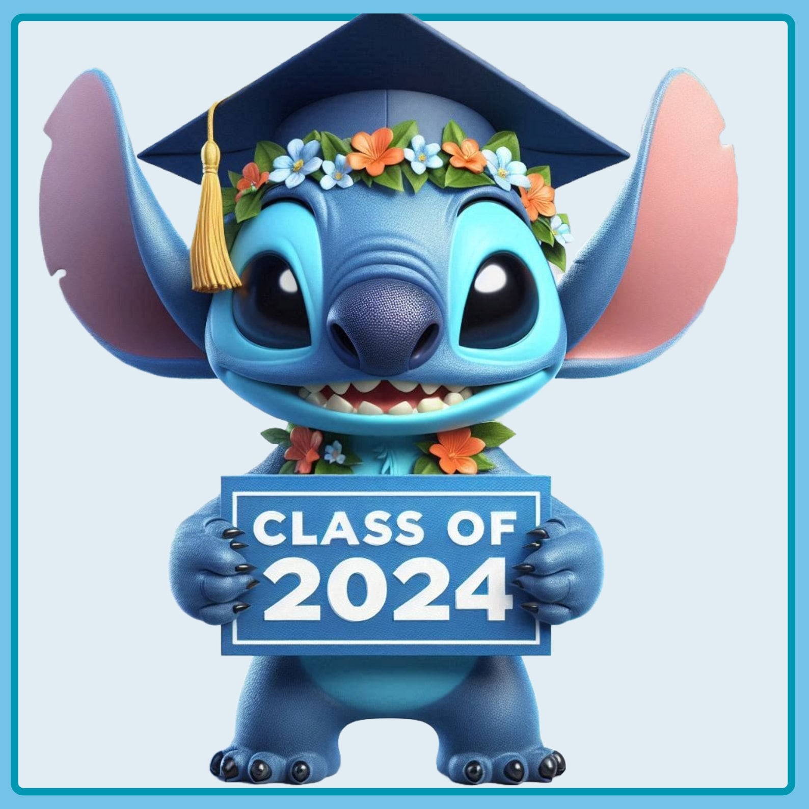 Stitch Graduation 2024 Clipart Image With Watercolor Splash Background ...