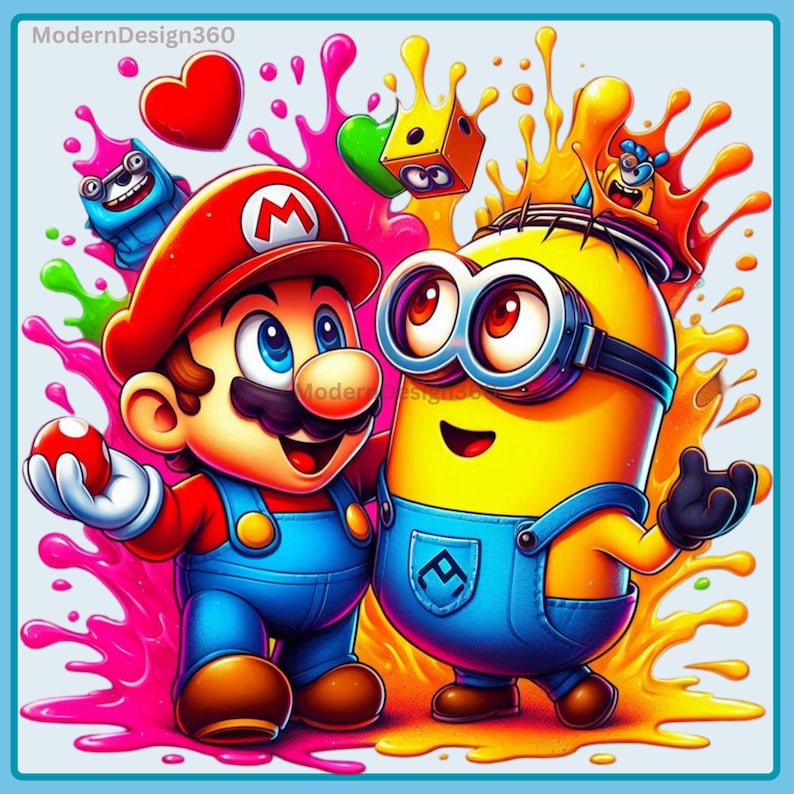 Minions Mario PNG / Minion clipart / Imagen digital de Super Mario ...