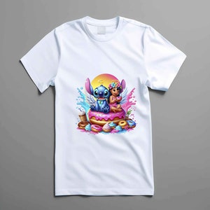 Stitch and Angel Summertime Donut Watercolor PNG, Clipart Images ...