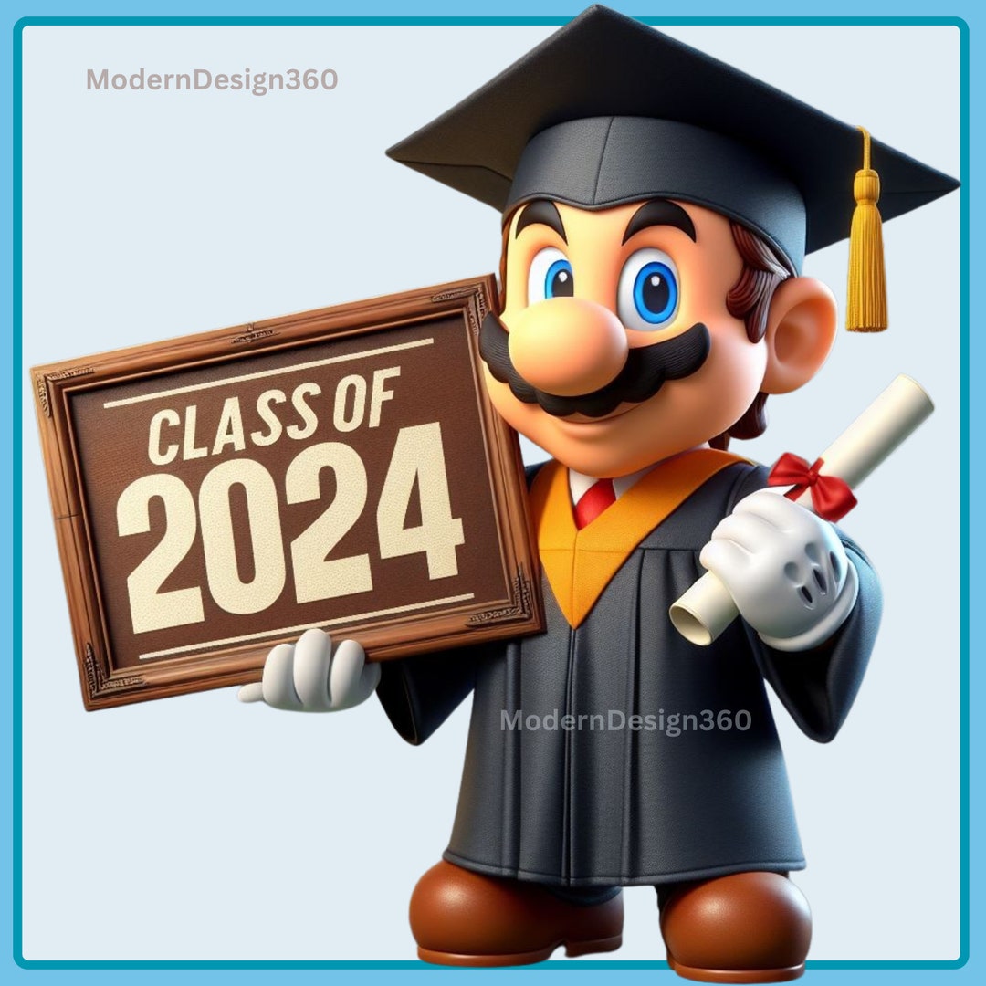 Mario Diploma Graduation Watercolor Splash, Clipart Images, Graphics ...