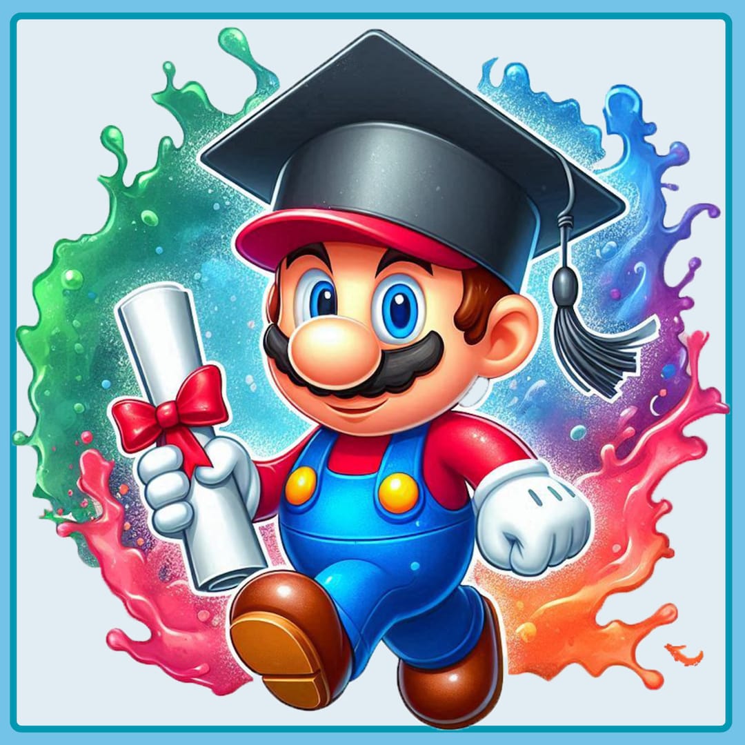 Mario Diploma Graduation Watercolor Splash, Clipart Images, Graphics ...