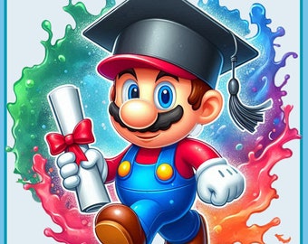 Mario Diploma Graduation Watercolor Splash, Clipart Images, Graphics ...