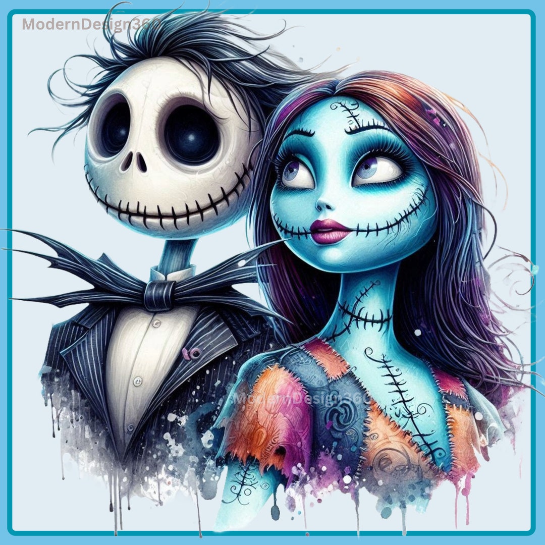 Jack and Sally Watercolor Splash, Clipart Images, Graphics and Artwork ...