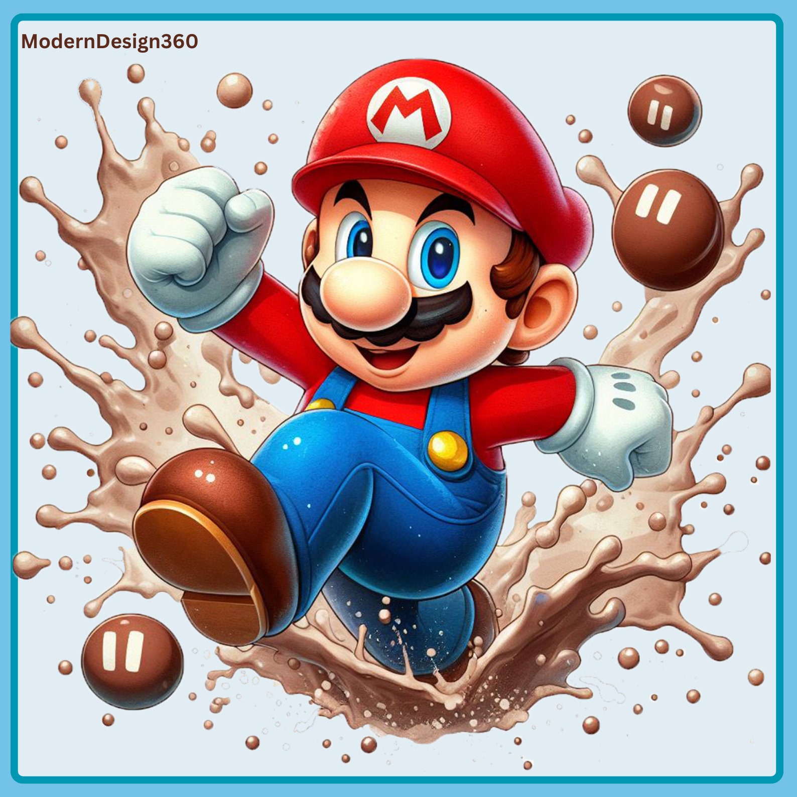 Super Mario Splash and Watercolor Digital Design PNG File Sublimation ...