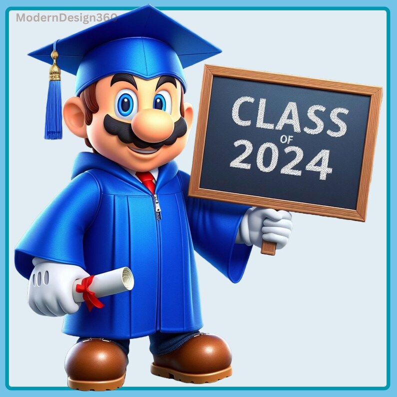 Mario Diploma Graduation Watercolor Splash, Clipart Images, Graphics ...