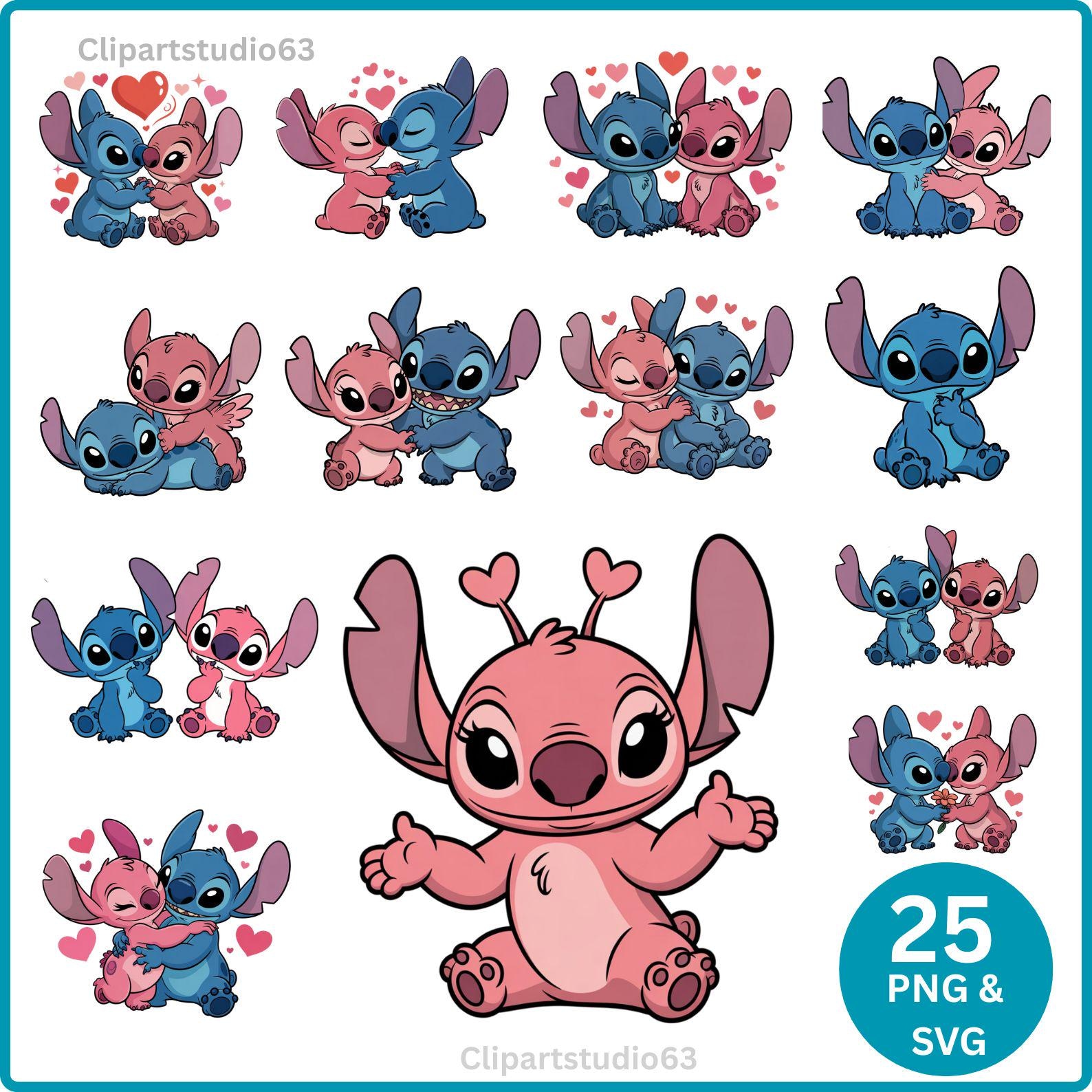 Stitch and Angel SVG Bundle, Stitch Svg, Png, Stitch Couple Svg, Stitch ...