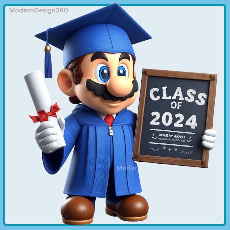 Mario Diploma Graduation Watercolor Splash, Clipart Images, Graphics ...