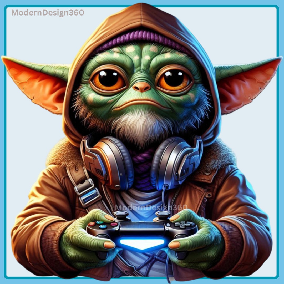 Grogu Gamer Watercolor Splash, Clipart Images, Graphics and Artwork ...