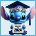 Stitch Graduation 2024 Clipart Image With Watercolor Splash Background ...