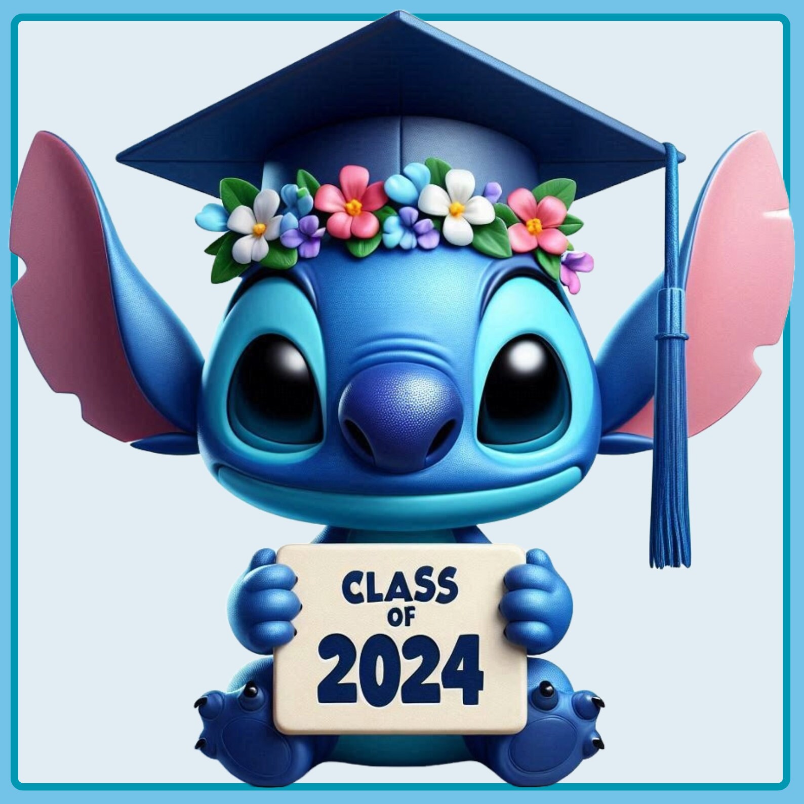 Stitch Graduation 2024 Clipart Image With Watercolor Splash Background ...