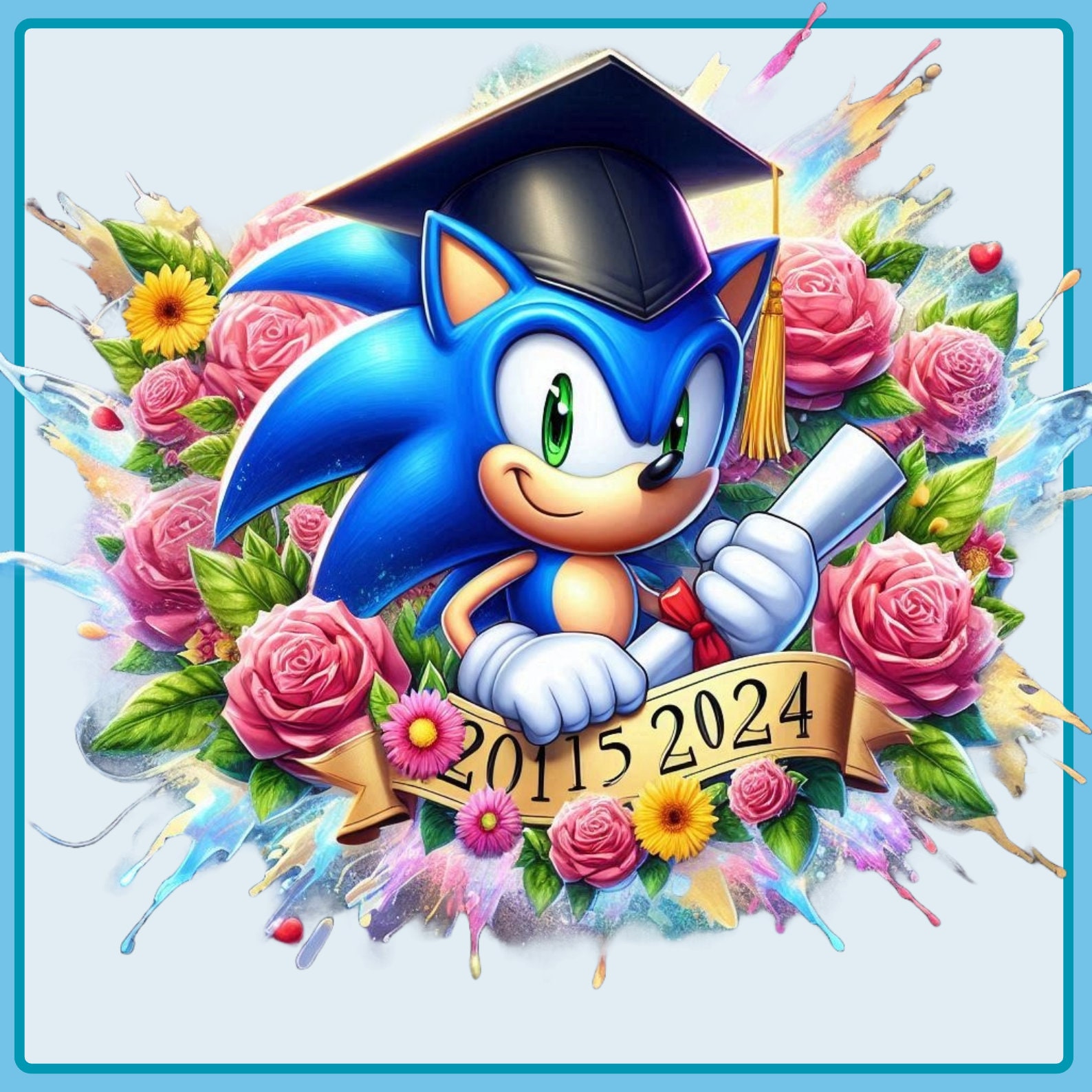 Sonic Graduation 2024 Watercolor Splash, Clipart Images, Graphics and ...