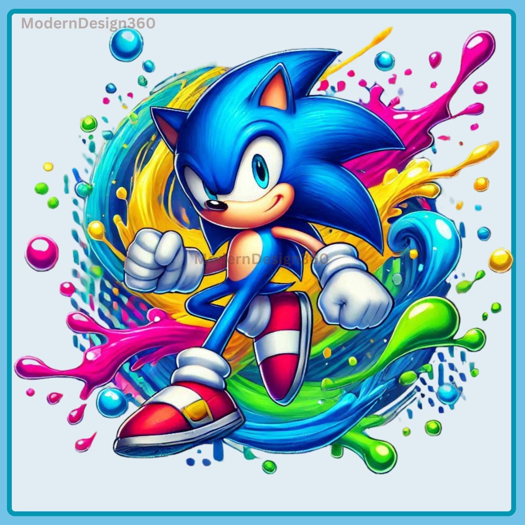4 PNG Sonic the Hedgehog Splash and Watercolor | Digital Design | PNG ...
