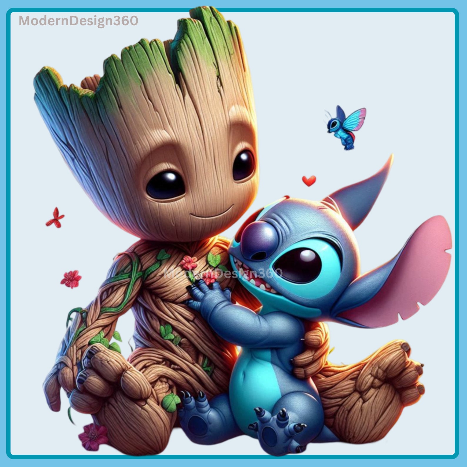 Baby Groot and Stitch PNG Image, Clipart Images, Graphics and Artwork ...