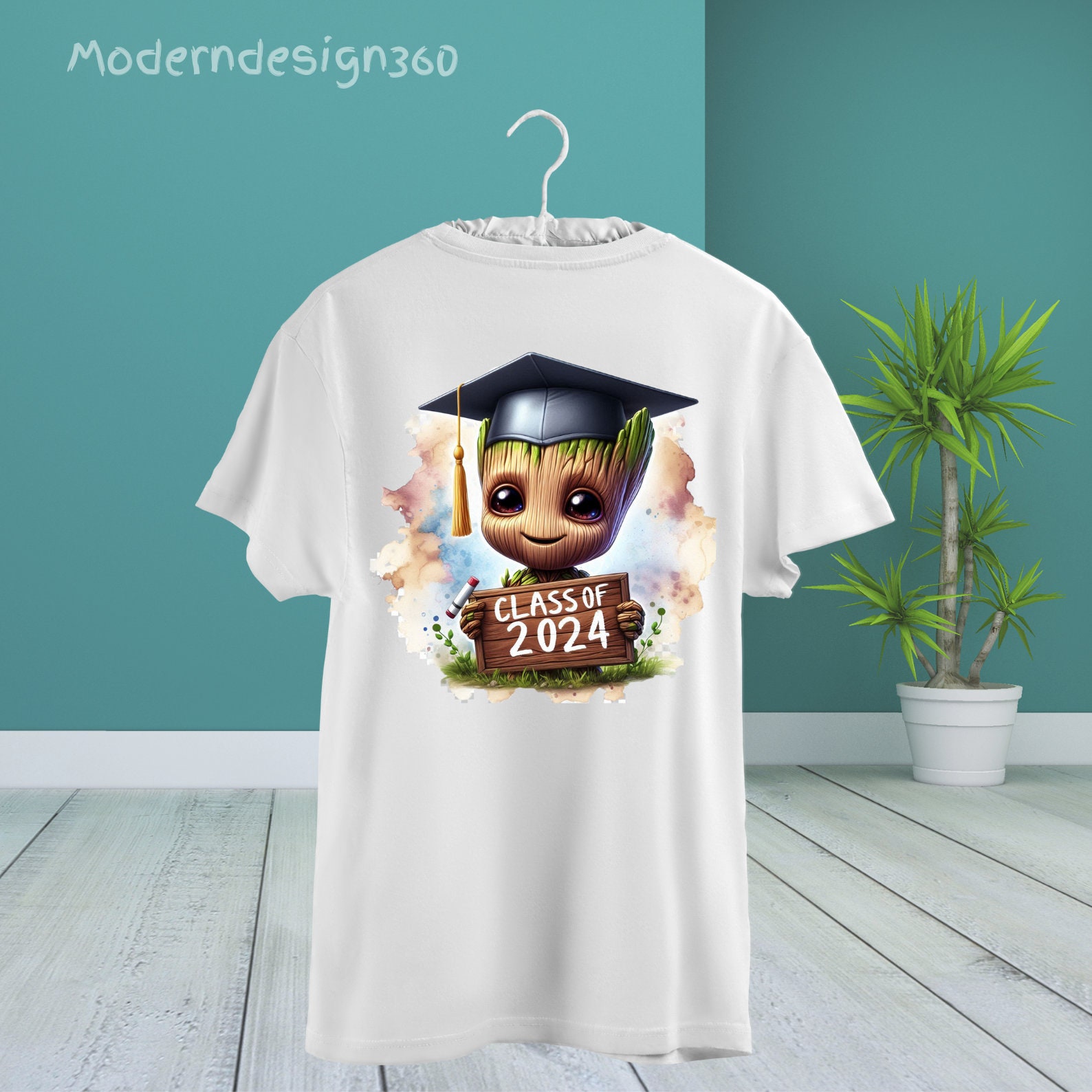 Baby Groot Graduation 2024 Clipart Image With Watercolor Splash ...