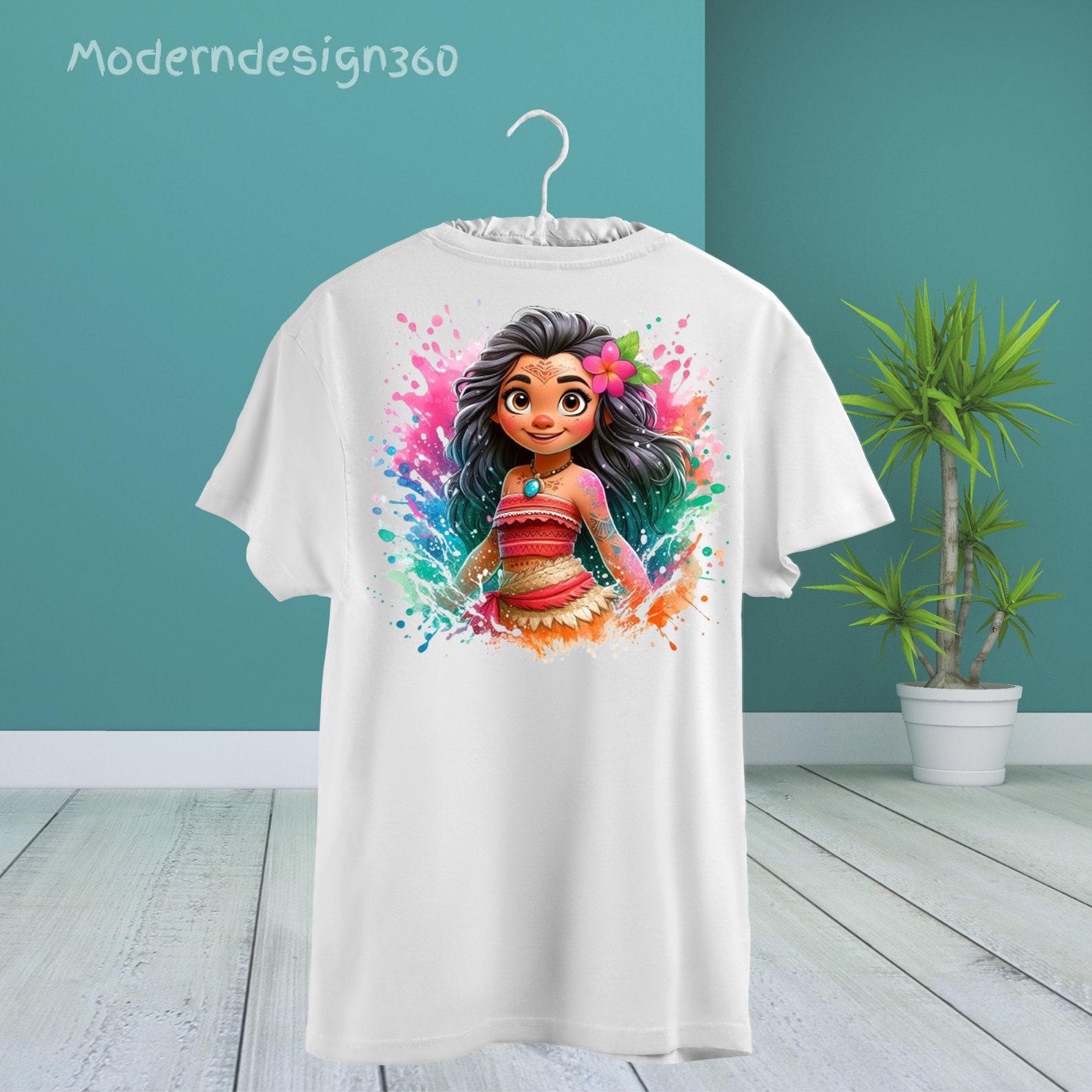 Moana Splash and Watercolor Digital Design PNG File for Sublimation ...