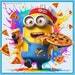 Minion Eating Pizza PNG Minions Clipart 3D Watercolor Splash PNG 300dpi ...