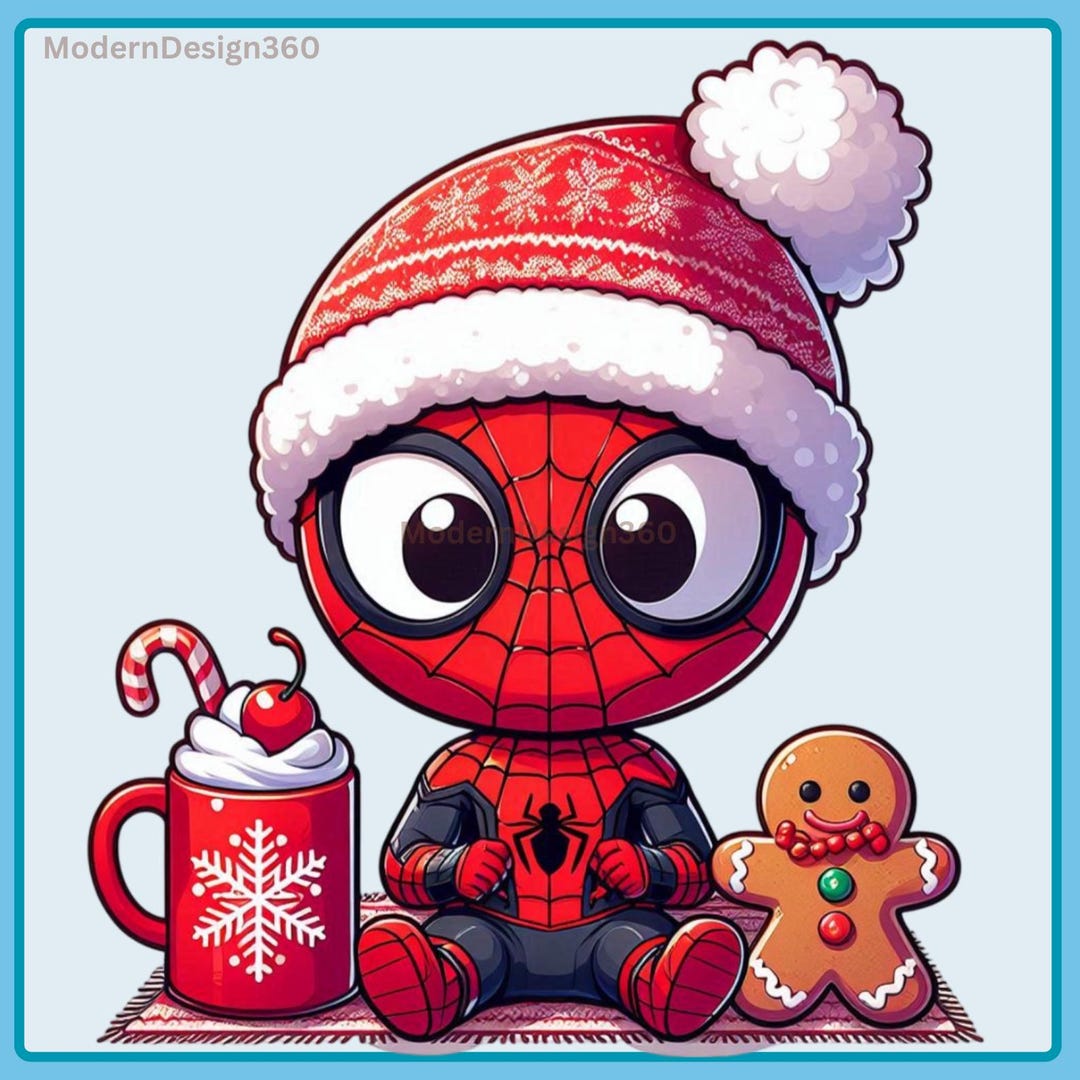 Spiderman Navidad Png, Superhéroe Navidad Café Png, Sublimación Navidad ...