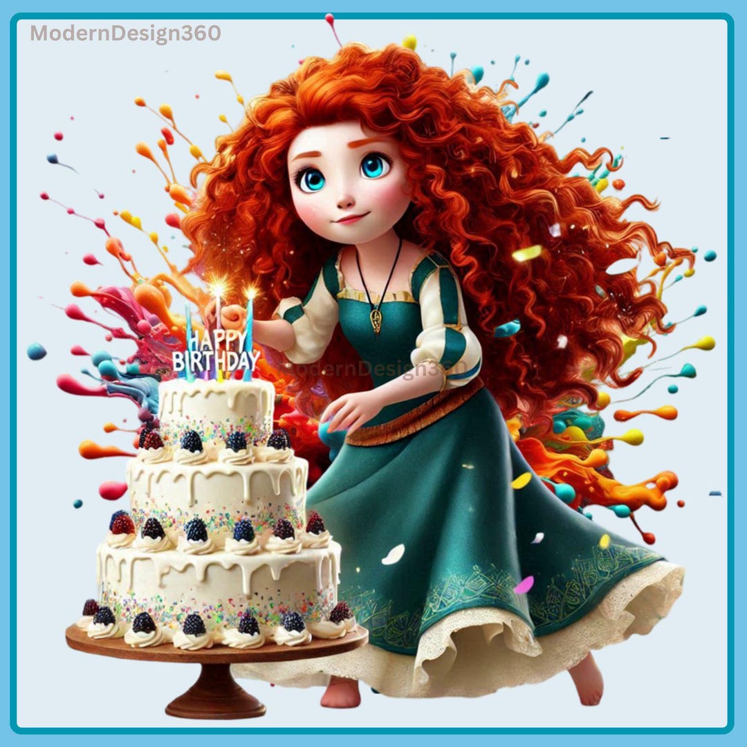 Merida Birthday Watercolor Splash, Clipart Images, Graphics and Artwork ...