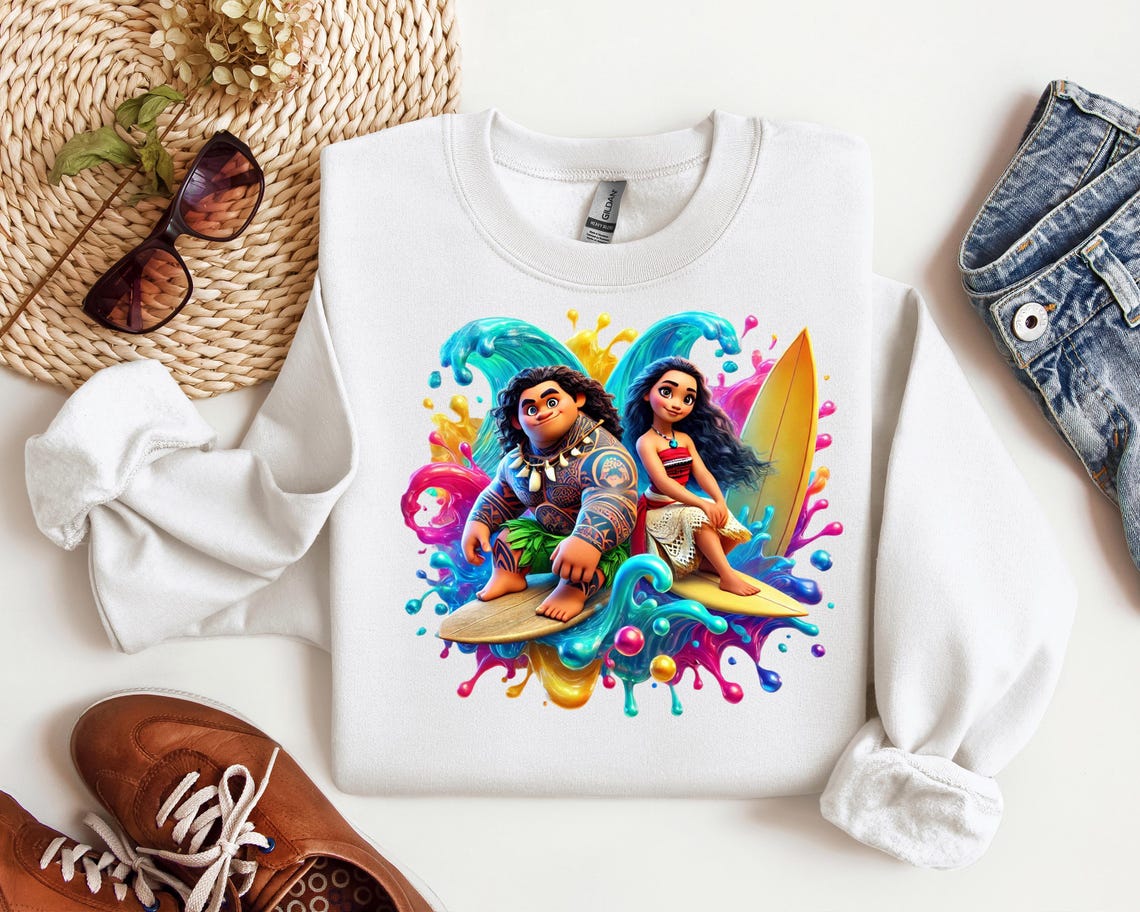 Moana and Maui Surf Watercolor Splash | Clipart Images | Graphics and ...