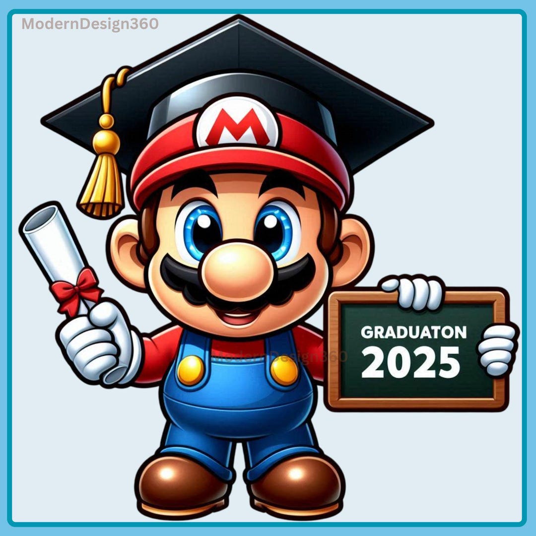 Mario Diploma Graduation Watercolor Splash, Clipart Images, Graphics ...