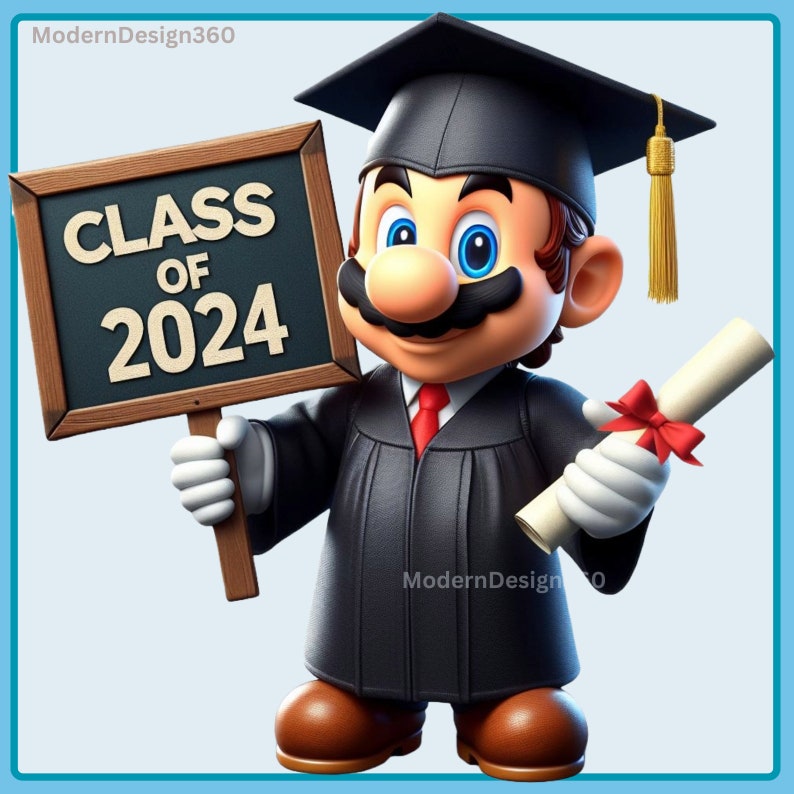 Mario Diploma Graduation Watercolor Splash, Clipart Images, Graphics ...