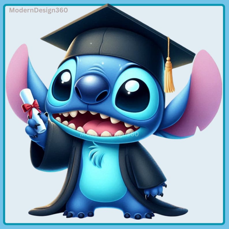 Imágenes prediseñadas de graduación de Stitch 2025, svg de graduación ...