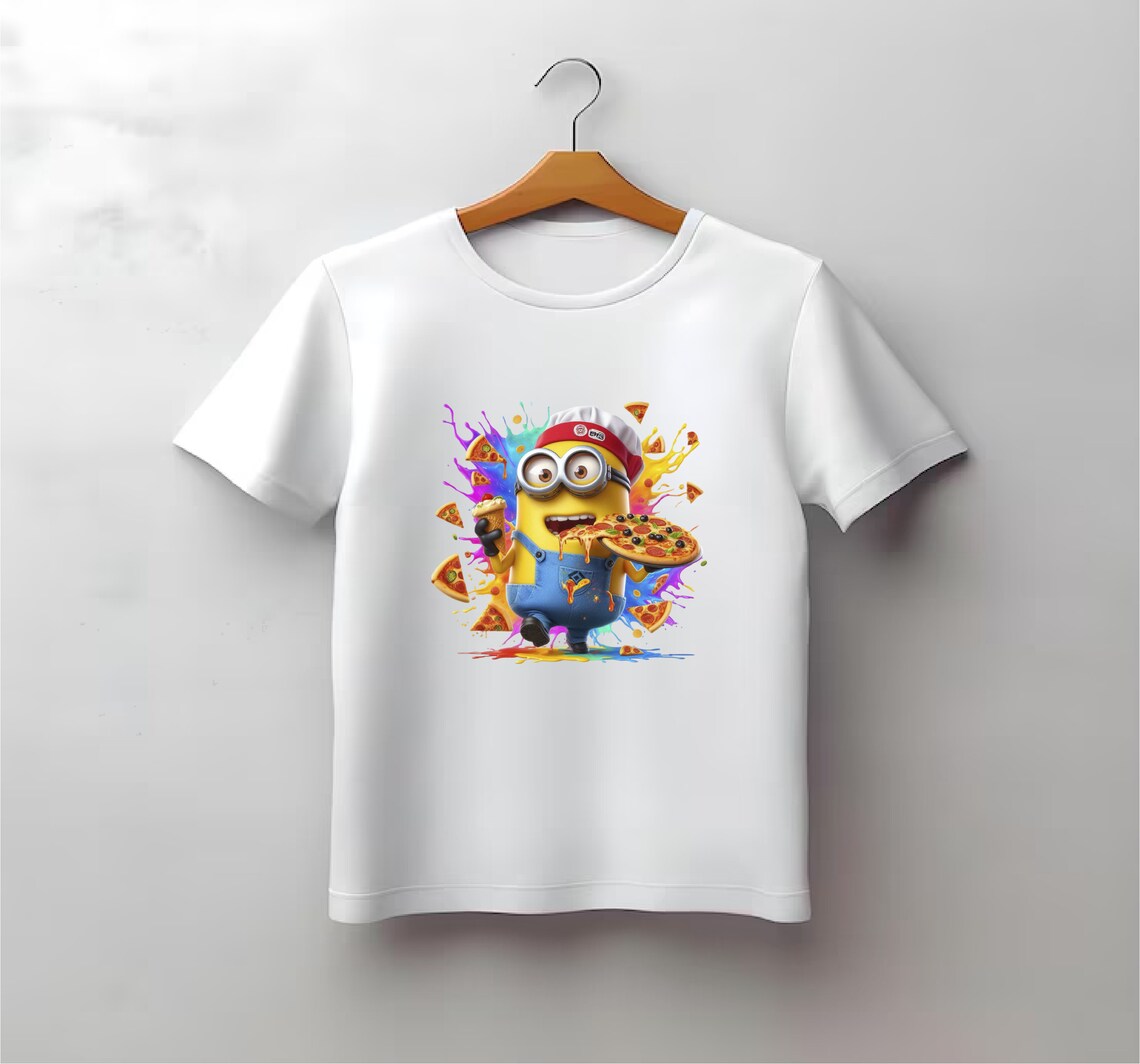 Minion Eating Pizza PNG Minions Clipart 3D Watercolor Splash PNG 300dpi ...