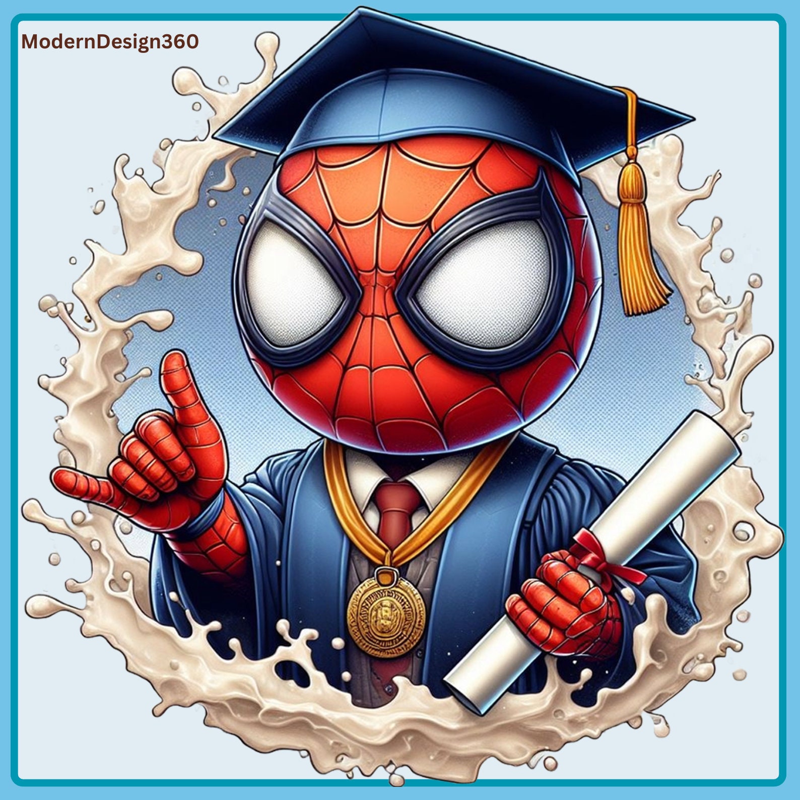 Cute Spidey Diploma, Graduation Watercolor Splash, Clipart Images ...