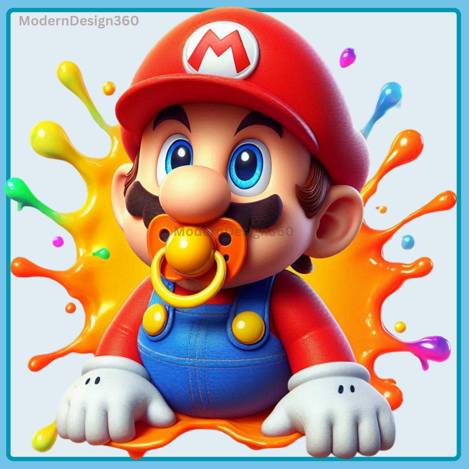 Baby Mario Watercolor Splash Clipart Images Graphics and Artwork ...