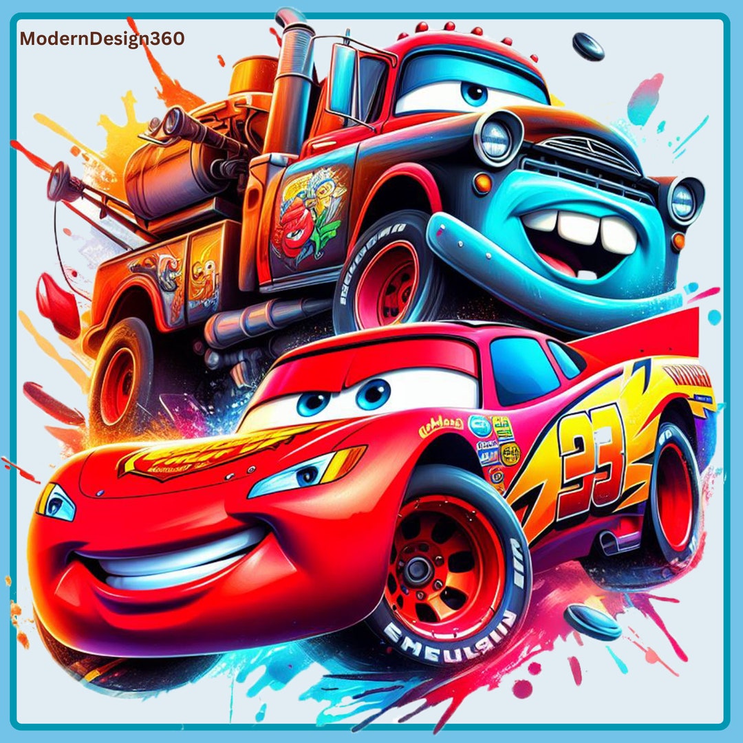 Lightning Mcqueen Cars Splash and Watercolor Digital Design PNG File ...