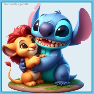Stitch and Simba Watercolor Splash, Clipart Images, Graphics and ...