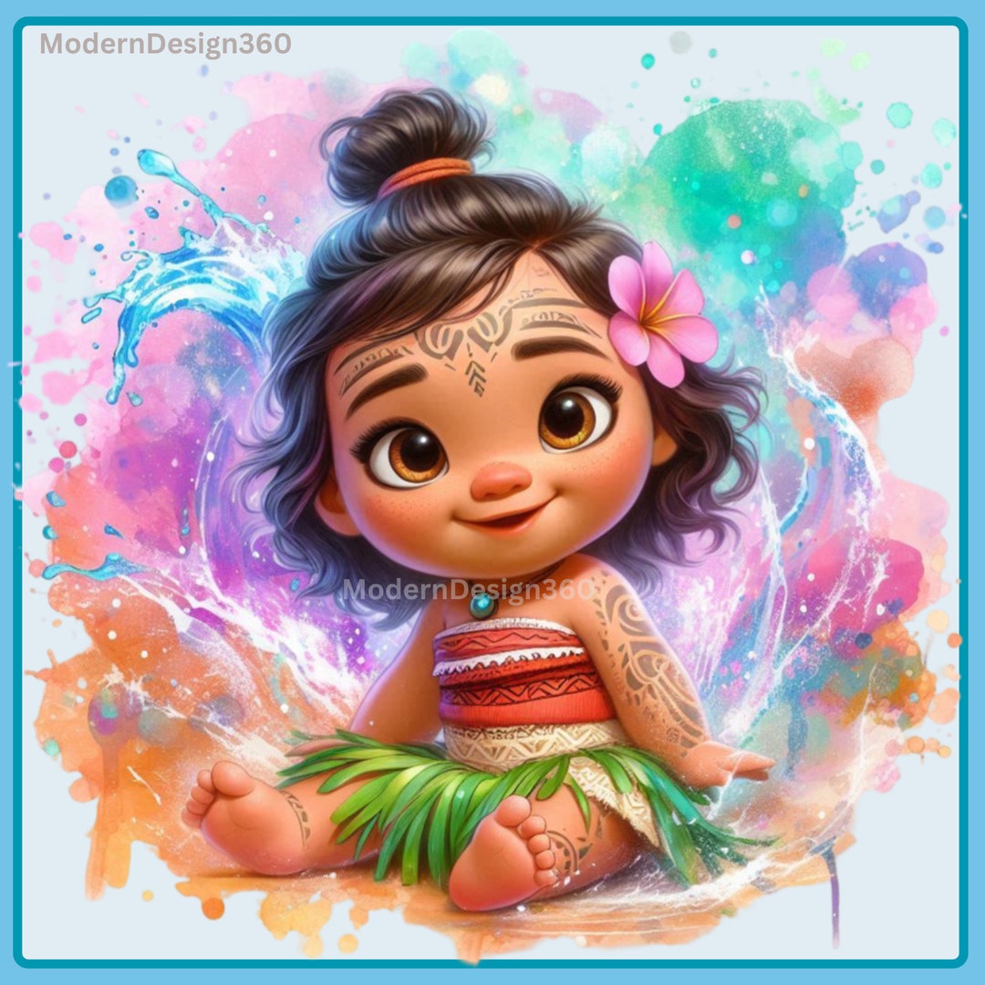 Baby Moana Watercolor Splash, Clipart Images, Graphics and Artwork ...