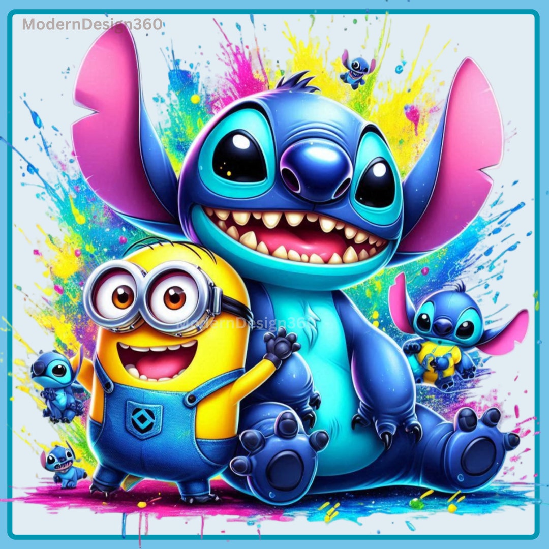 Stitch and Minion Watercolor Splash Clipart Images Graphics and Artwork ...