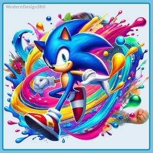 4 PNG Sonic the Hedgehog Splash and Watercolor | Digital Design | PNG ...