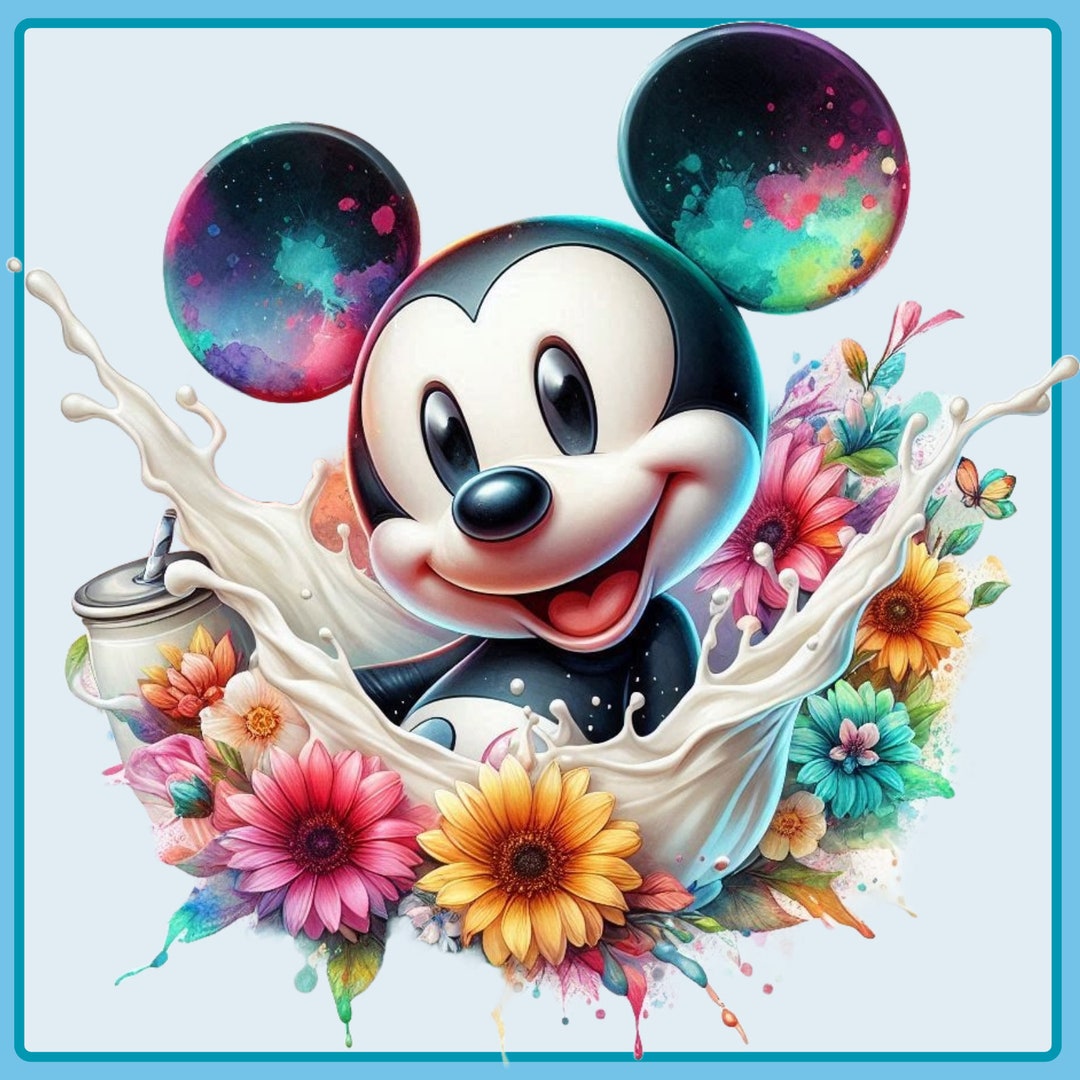Mickey Mouse Splash and Watercolor Digital Design PNG File Sublimation ...