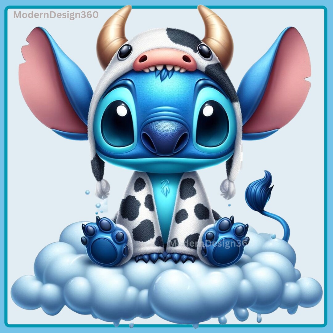 Stitch on Clouds Watercolor Splash, Clipart Images, Stitch on Clouds ...