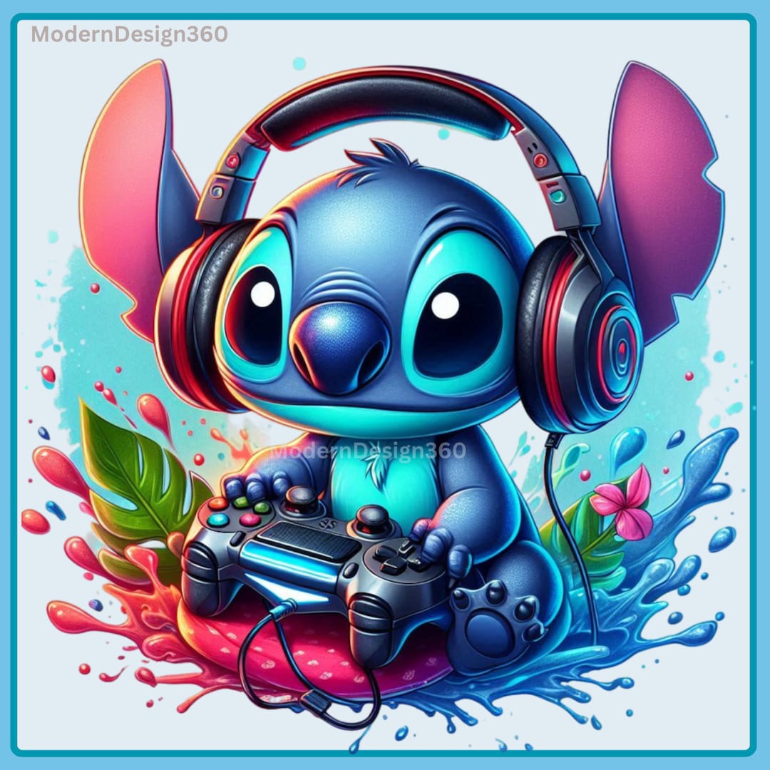 Stitch Gamer Watercolor Splash, Clipart Images, Graphics and Artwork ...