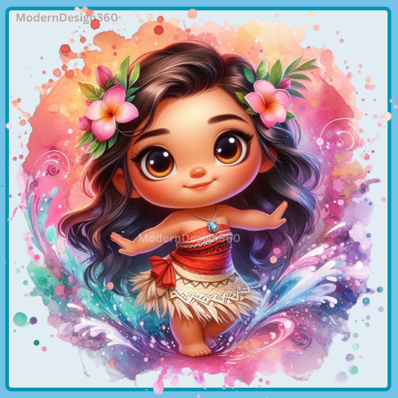 Baby Moana Watercolor Splash, Clipart Images, Graphics and Artwork ...