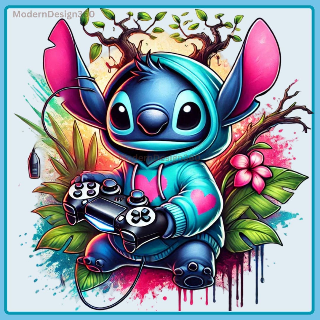 Stitch Gamer Watercolor Splash Clipart Images Graphics and Artwork ...