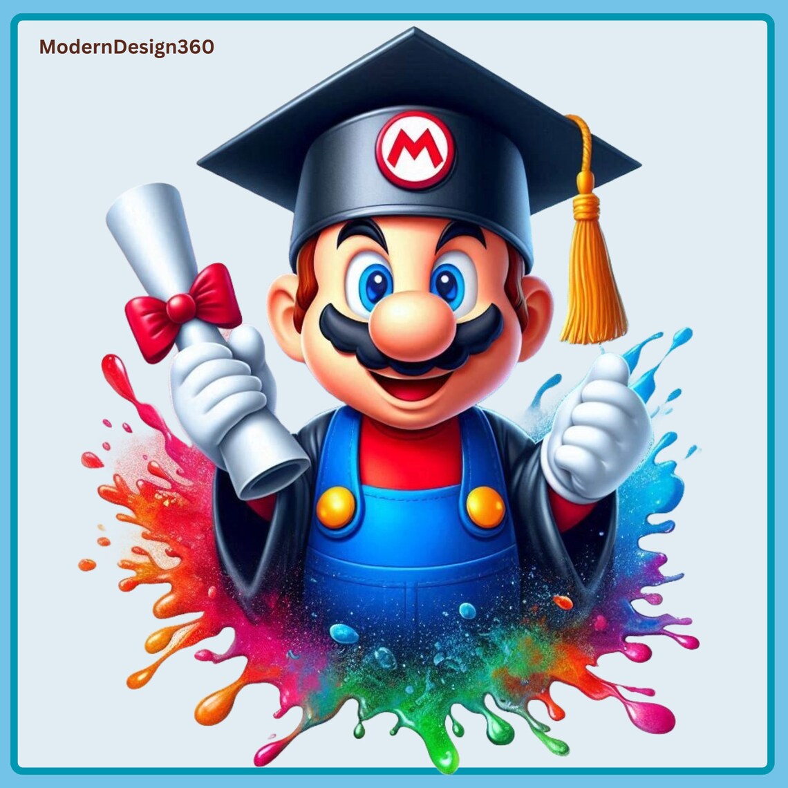 Mario Diploma Graduation Watercolor Splash, Clipart Images, Mario ...