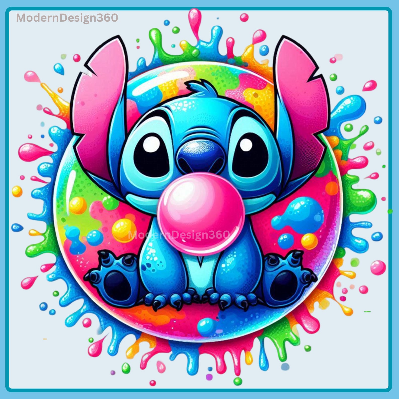 Stitch Bubblegum Watercolor Splash | Clipart Images | Graphics and ...