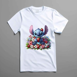 Stitch Floral W/ Strawberries Watercolor Splash, Clipart Images ...