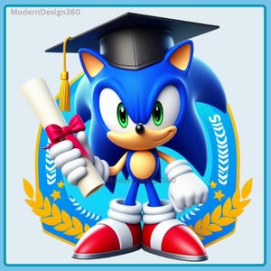 Sonic Graduation 2025 Watercolor Splash, Clipart Images, Graphics and ...